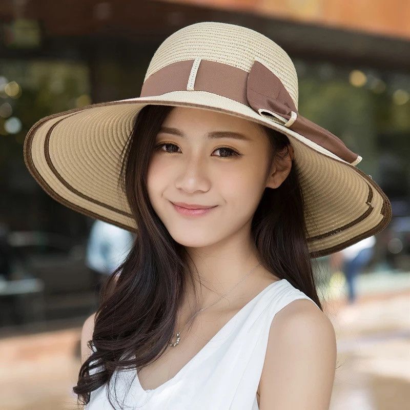 Sun Hats Cap For Women Summer Beach Korean Style Bow Knot Hat Women ...