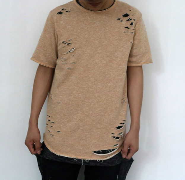 Ripped Tees Swag Summer Cool Longline Kanye West Ripped Men T Shirt ...