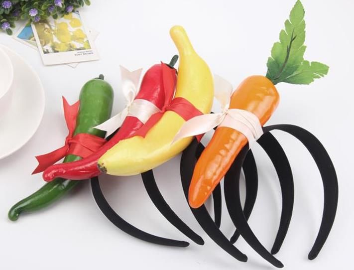 Kids Funny Fruits Vegetables Headband Carrot Pepper Banana Hair Sticks ...