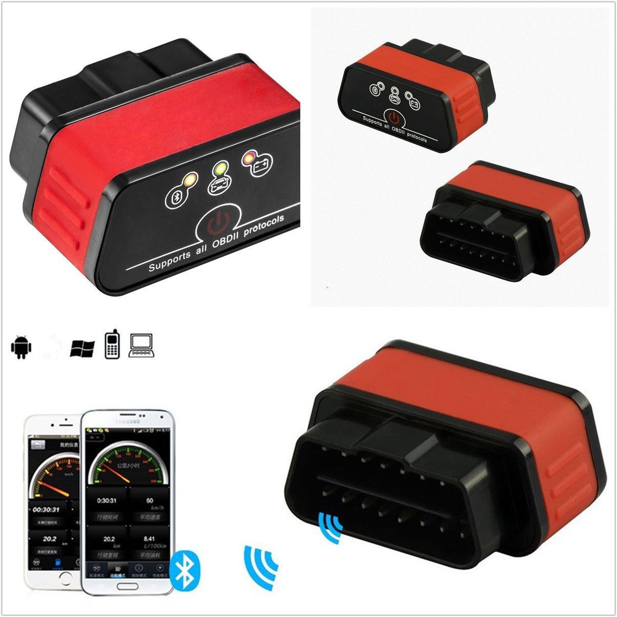 2019 Portable Mini OBDII OBD2 ELM327 12V Car Automobile Bluetooth ...