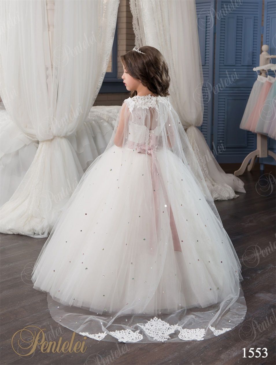 Kids Wedding Dresses With Wraps Pentelei With Beaded Sash And Lace Up ...