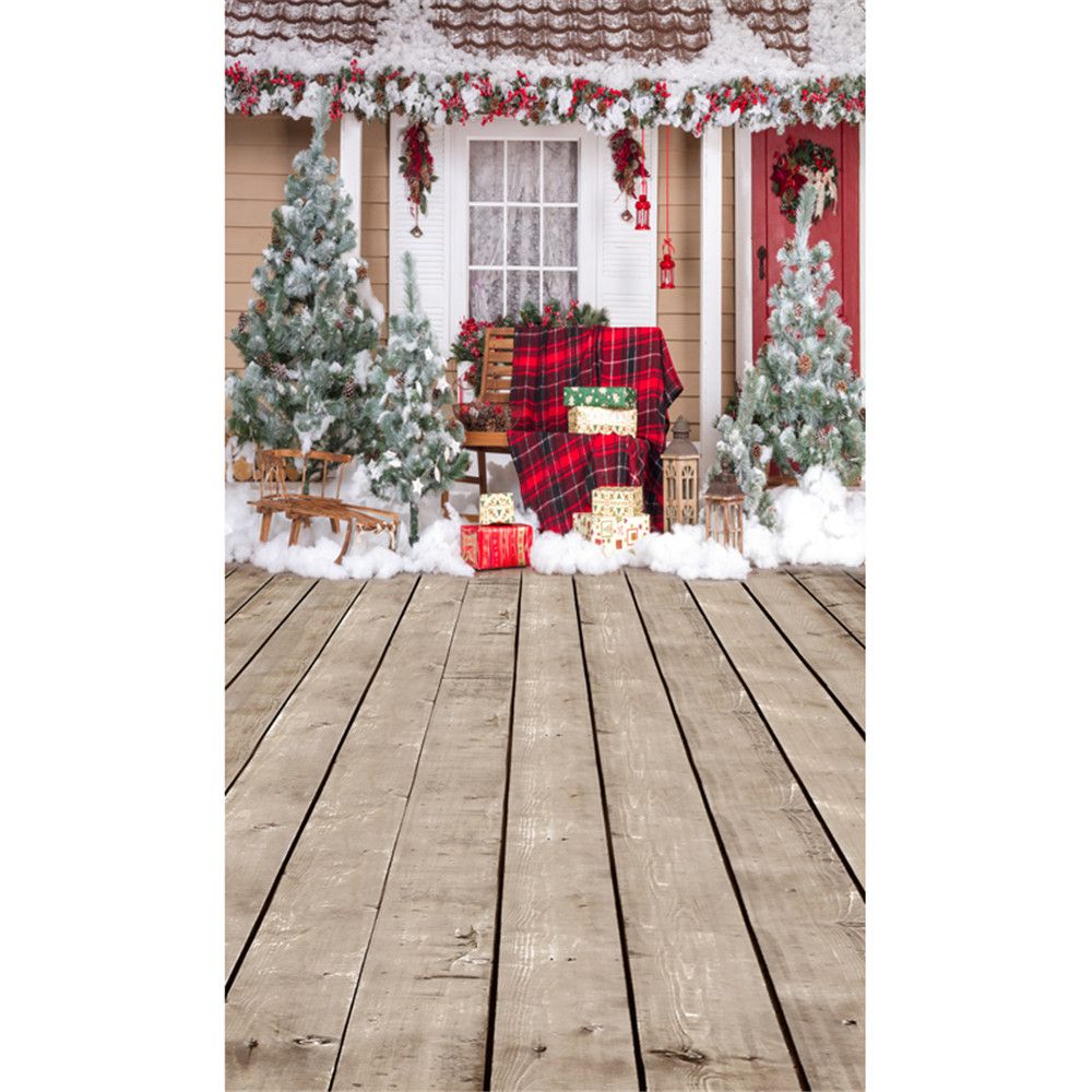 Outdoor Winter Snow Scene Photography Backdrops Decorated House ...