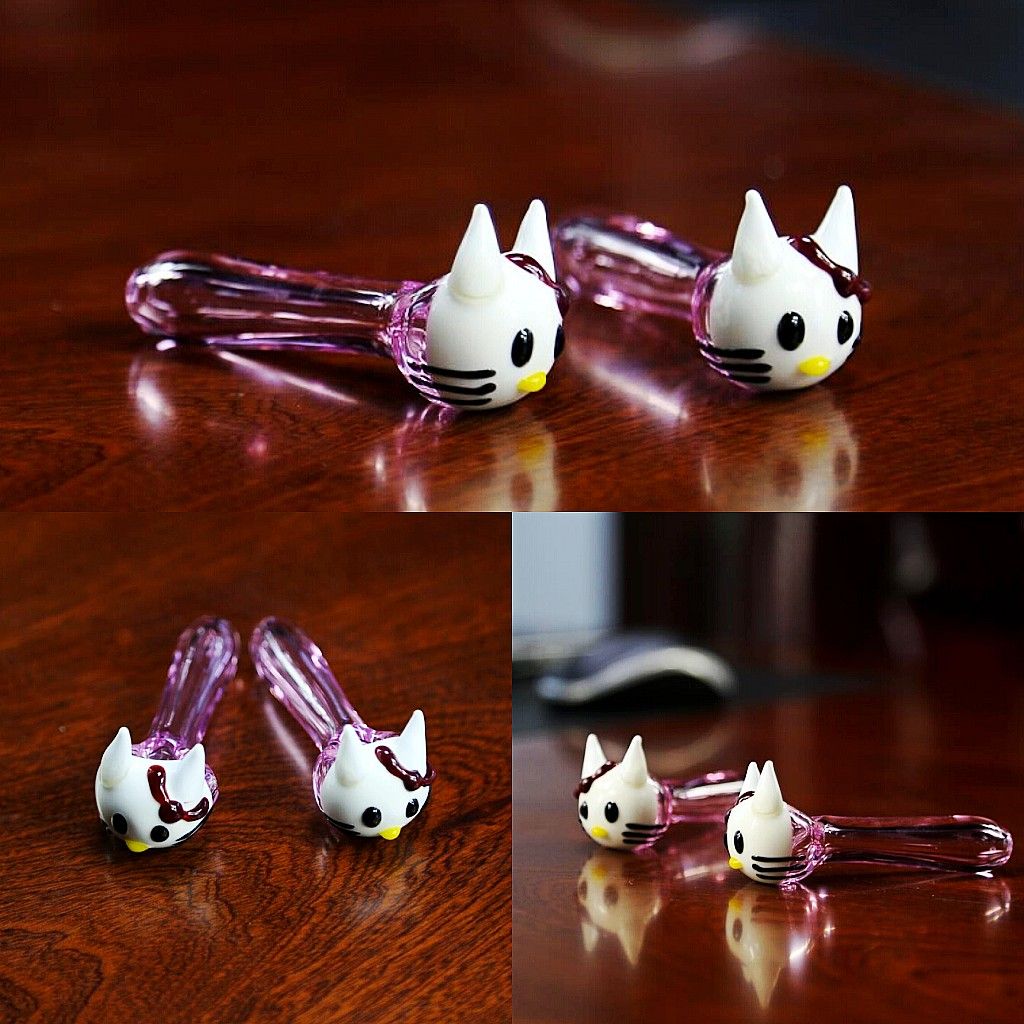 Cute Cat Glass Pipes Glass Smoking Pipes Bong Pipes for Smoking PINK ...