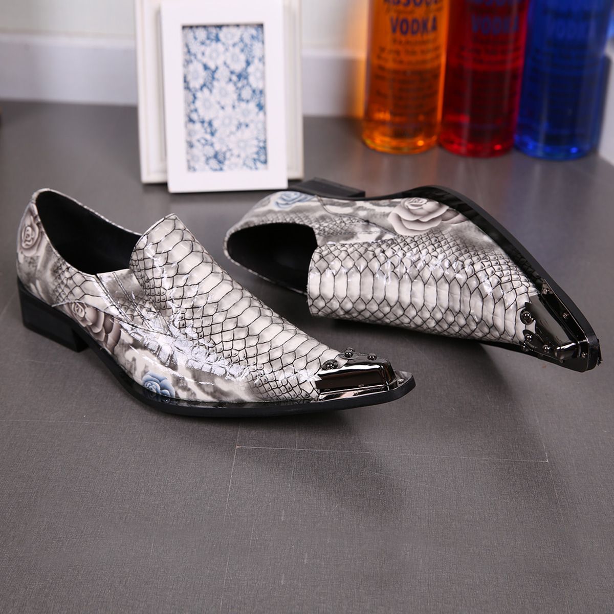 Italy Leather Snake Skin Shoes Men Mens Slide Shoe Designer Sapatos ...