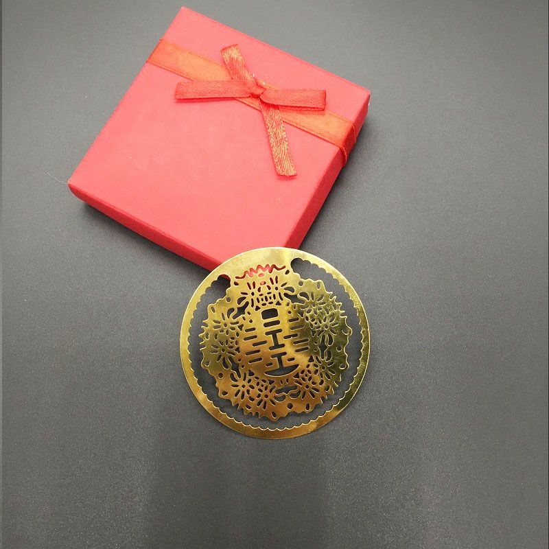 Double Happiness Gold Bookmarks Metal With Gift Box Chinese Souvenirs ...