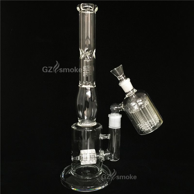 2019 2016 Tall Recycler Oil Rigs Double Thick Glass Bongs Gear Perc ...