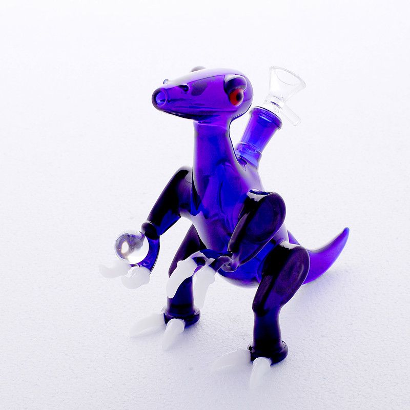2021 Bong Glass Bongs Dino Bong Blue Dinosaur Shape 14.4MM Male Joint ...
