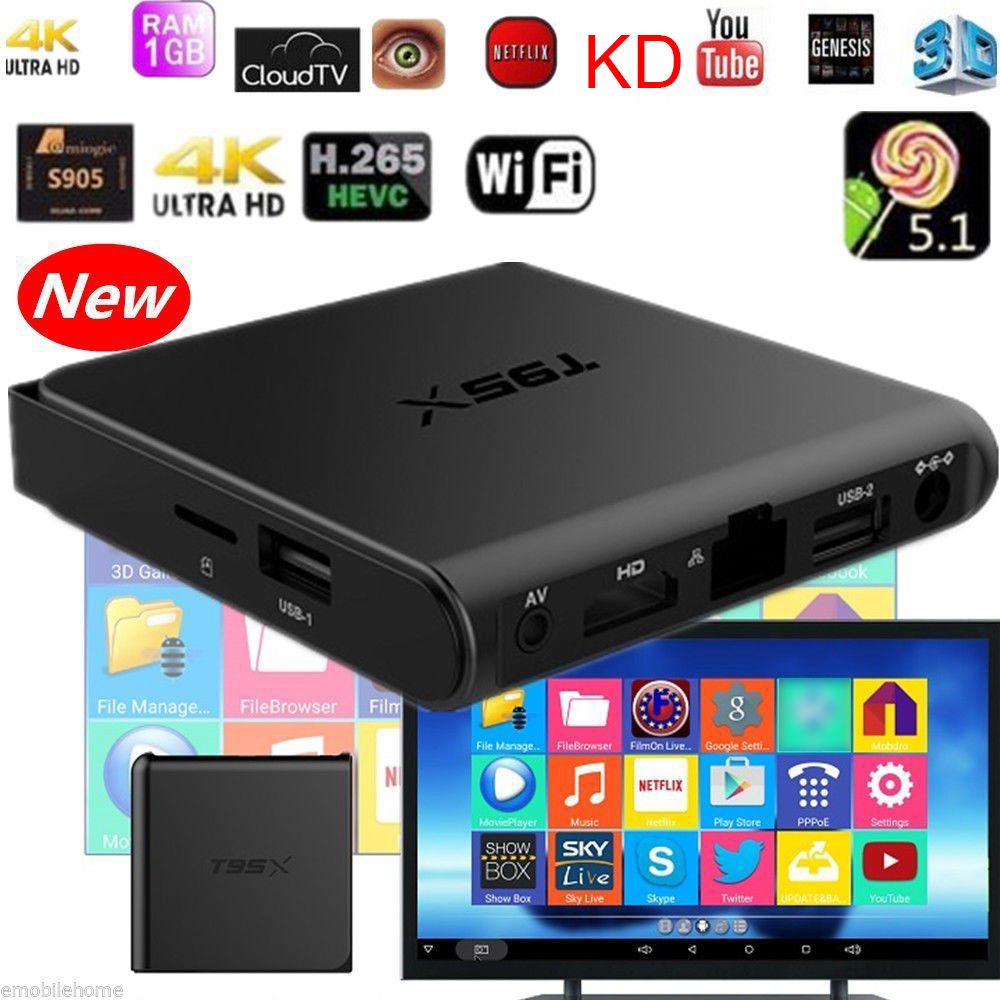 T95X Android OTT TV Box S905X Quad Core Android 6.0 Wifi 2.4G Kd 16.1 ...