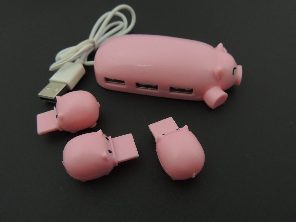 2019 Wholesale Cartoon Pig USB Hub One Drag Three HUB Computer USB2.0 ...