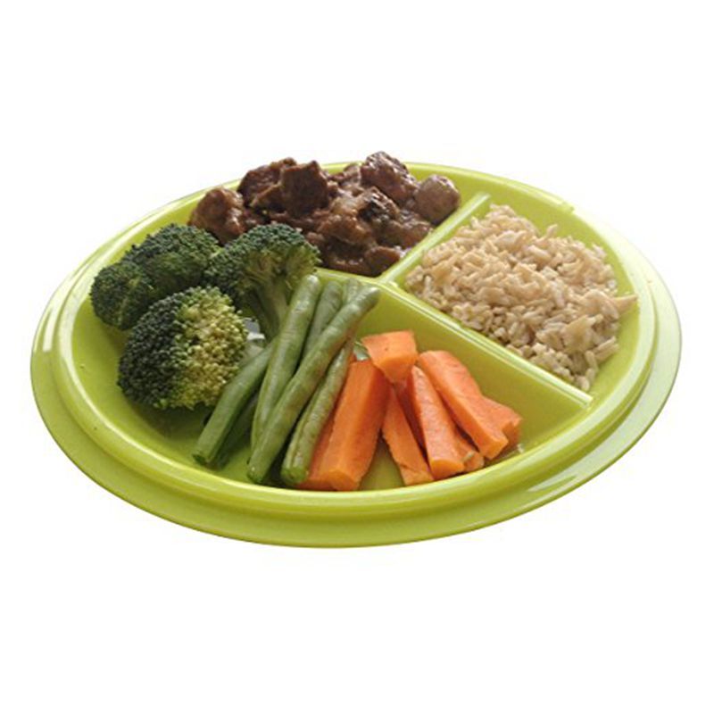 Portion Control Plate Meal Reusable With Lid - 3 Sections Microwave ...