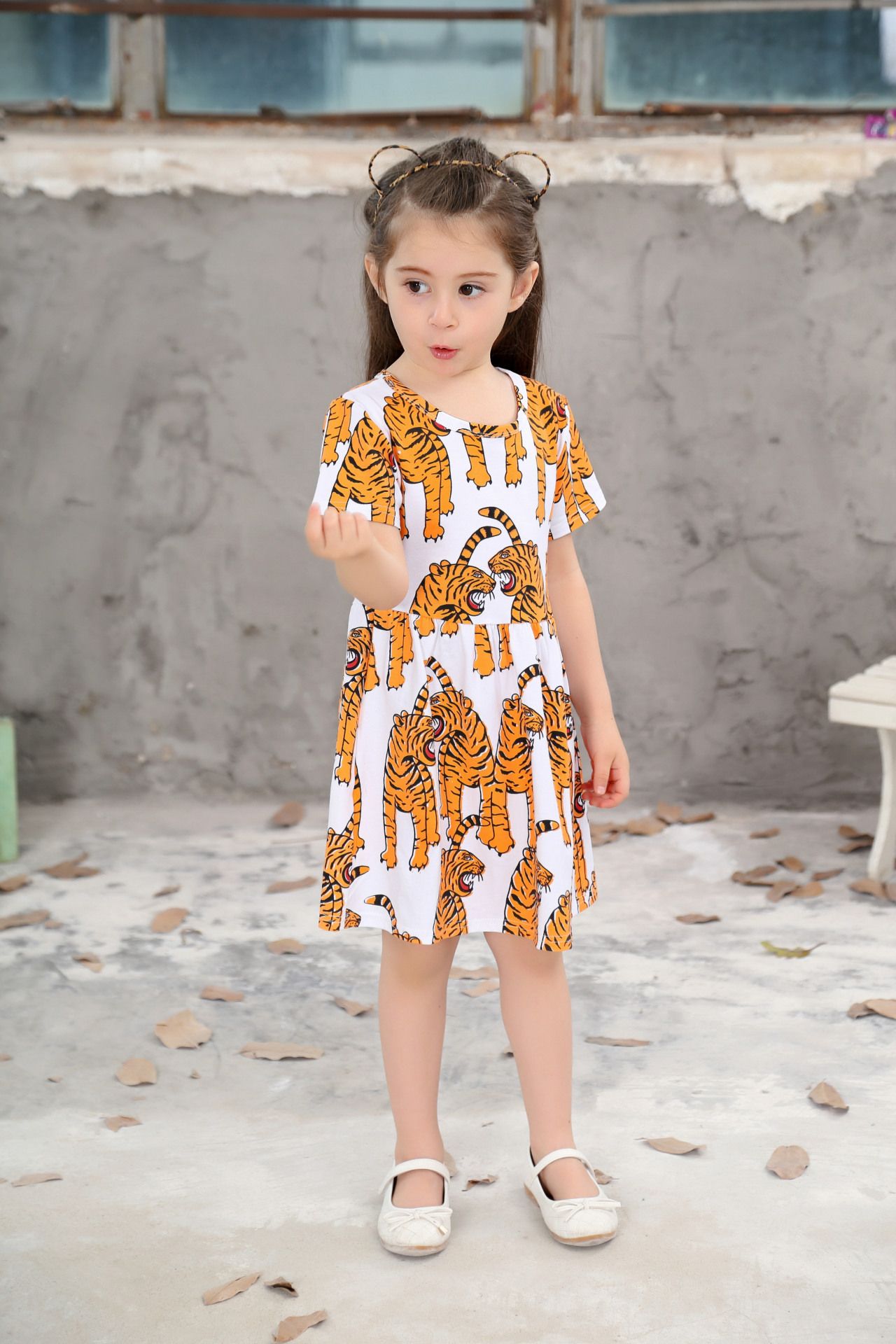 2018 Retail Girls Dresses Summer 2017 Printed Tiger Dresses For Girls ...