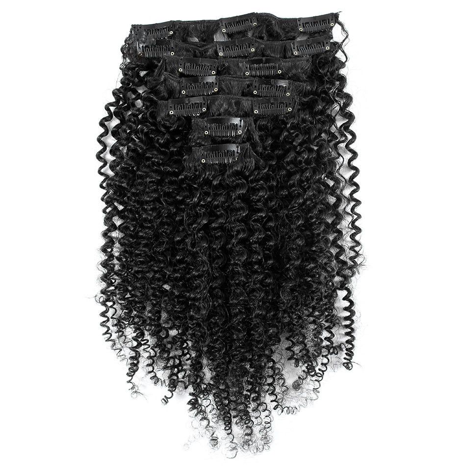 African American Afro Kinky Curl Clip In Hair Extensions 16 Clips