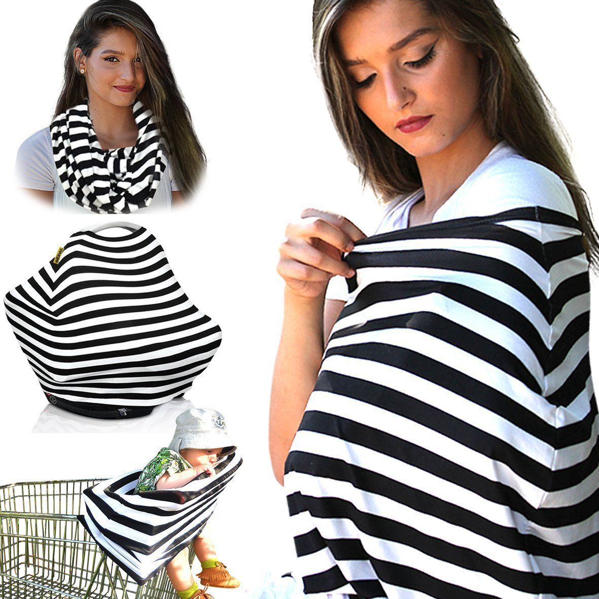 Multi Use Stretchy Cotton Baby Nursing Breastfeeding Privacy Cover ...