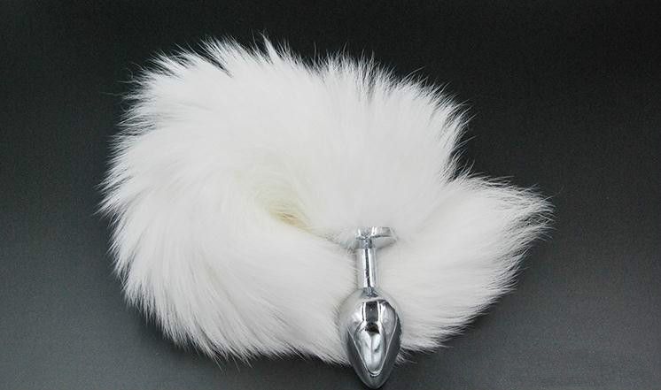 Stainless Steel Anal Plug With White Fox Tail Butt Plug 35cm Long Anal ...