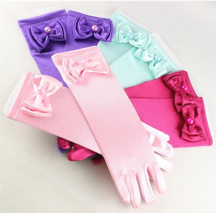 Princess Girls Gloves Satin Long Gloves Childrens Day Gifts Party Prom ...
