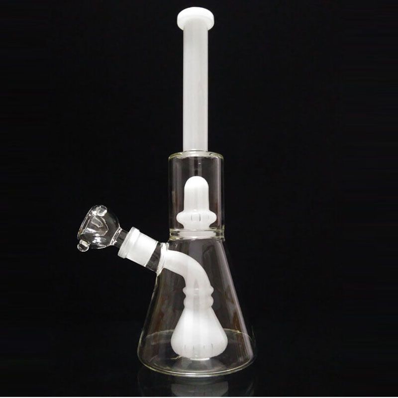 2019 Thick Glass Bongs Bubblers With White Inner Beaker Base Scientific Glass Male Joint Glass