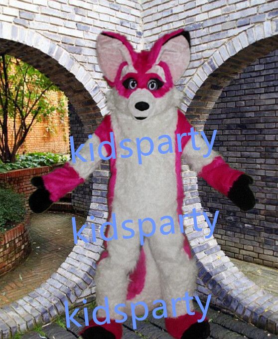 New High Quality Pink Fox Fursuit Mascot Costume Wolf Fursuit Halloween ...