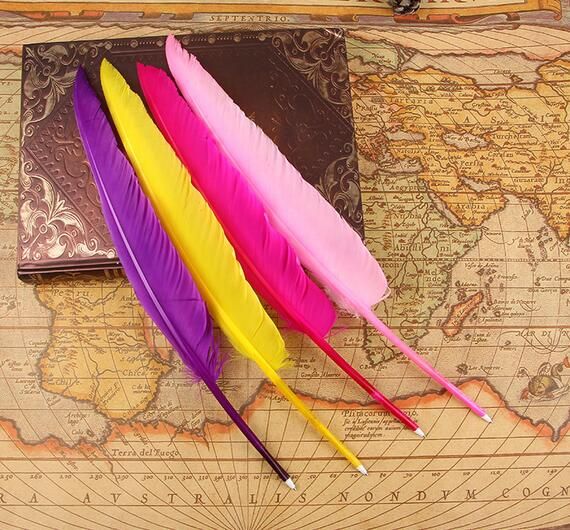 New Arrive DIY Popular Goose Quill Pen Ballpoint Pens For Wedding Party ...