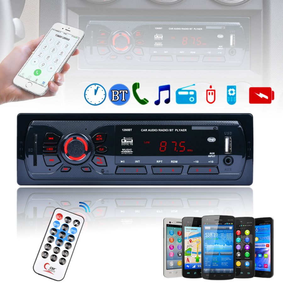 12V Bluetooth Car Stereo FM Radio MP3 Audio Player Aux Input Receiver ...