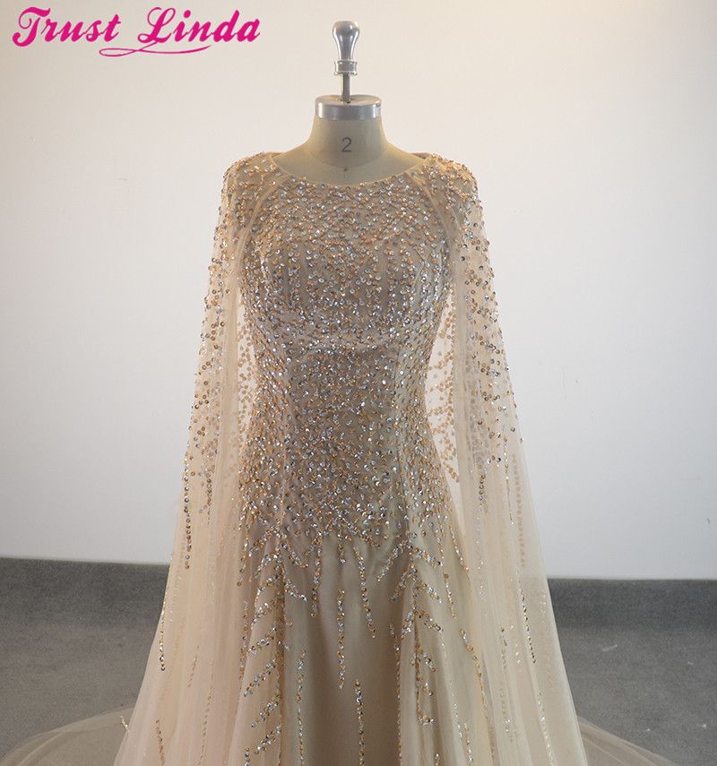 Elegant Formal Evening Dresses Tulle Cape Ruffles Real Photo Show Long ...