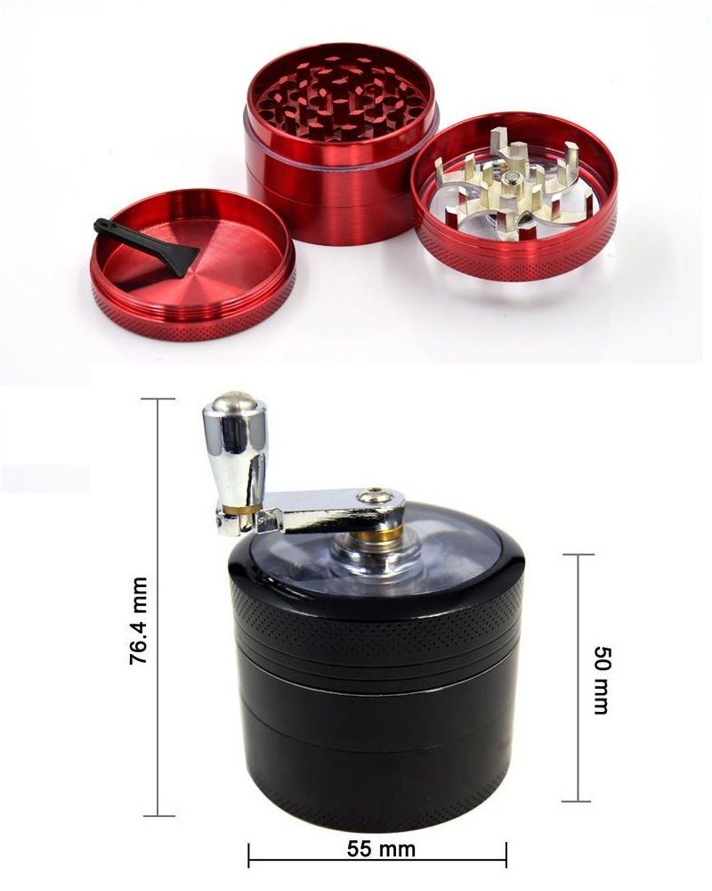 2021 Herb Grinder With Handle 4 Layers 55mm Mental Zinc Alloy Grinders ...