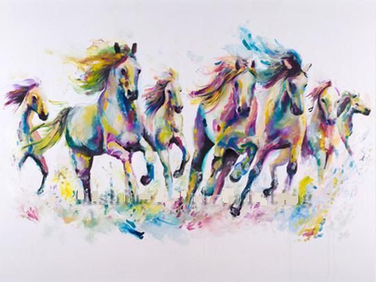 ful Abstract Running Horses,High Quality Handpainted /HD Pt Modern Wall ...