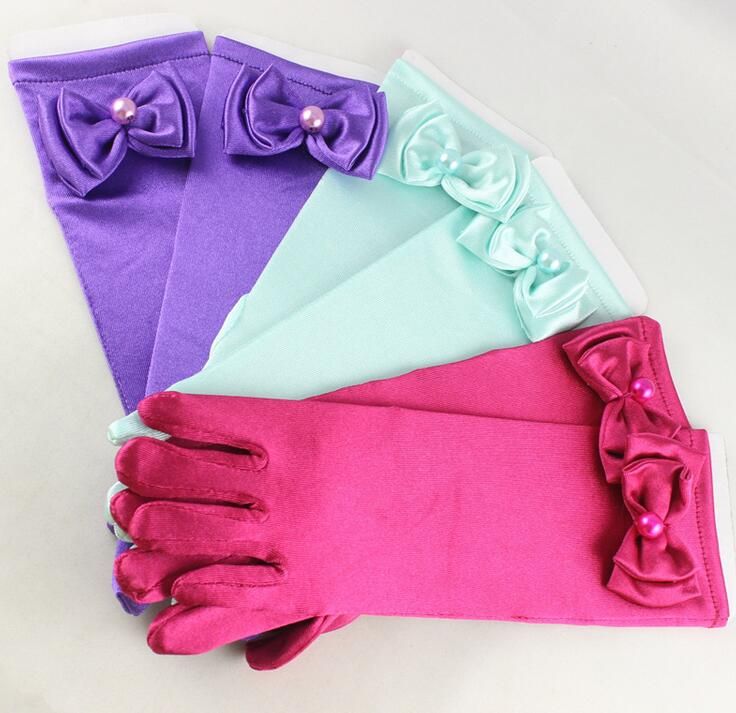 Princess Girls Gloves Satin Long Gloves Childrens Day Gifts Party Prom ...