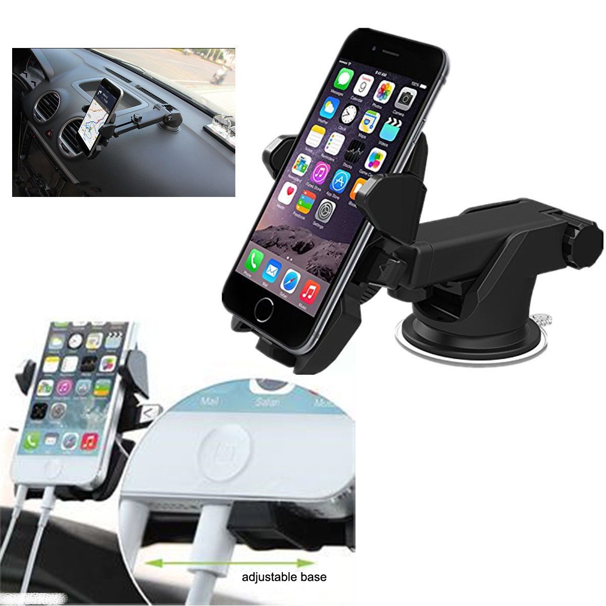 360 Degree Car Mobile Holder Car Mount Holder Universal Dashboard And Windshield Adjustable Long ...