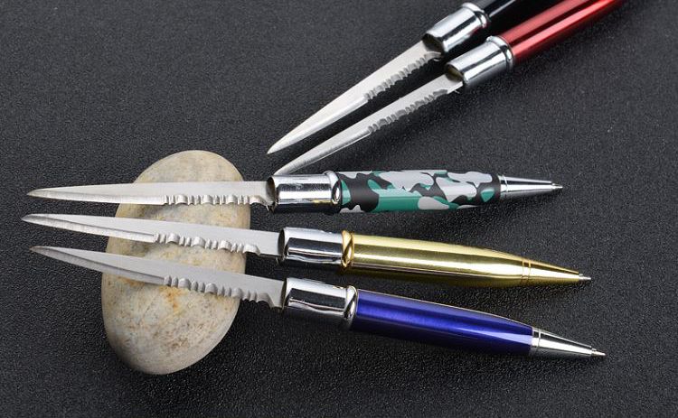 Popular Tactical Hidden Knife Pen Serrate Stainess Steel Blade Can ...