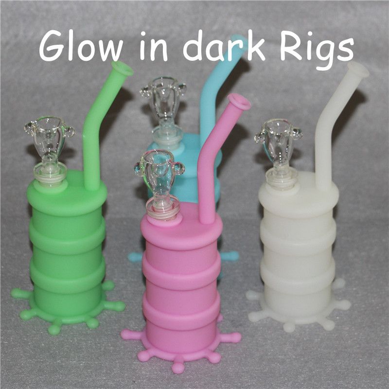 2020 Luminous Silicone Mini Bong Water Pipe Glow Color Silicone Oil ...