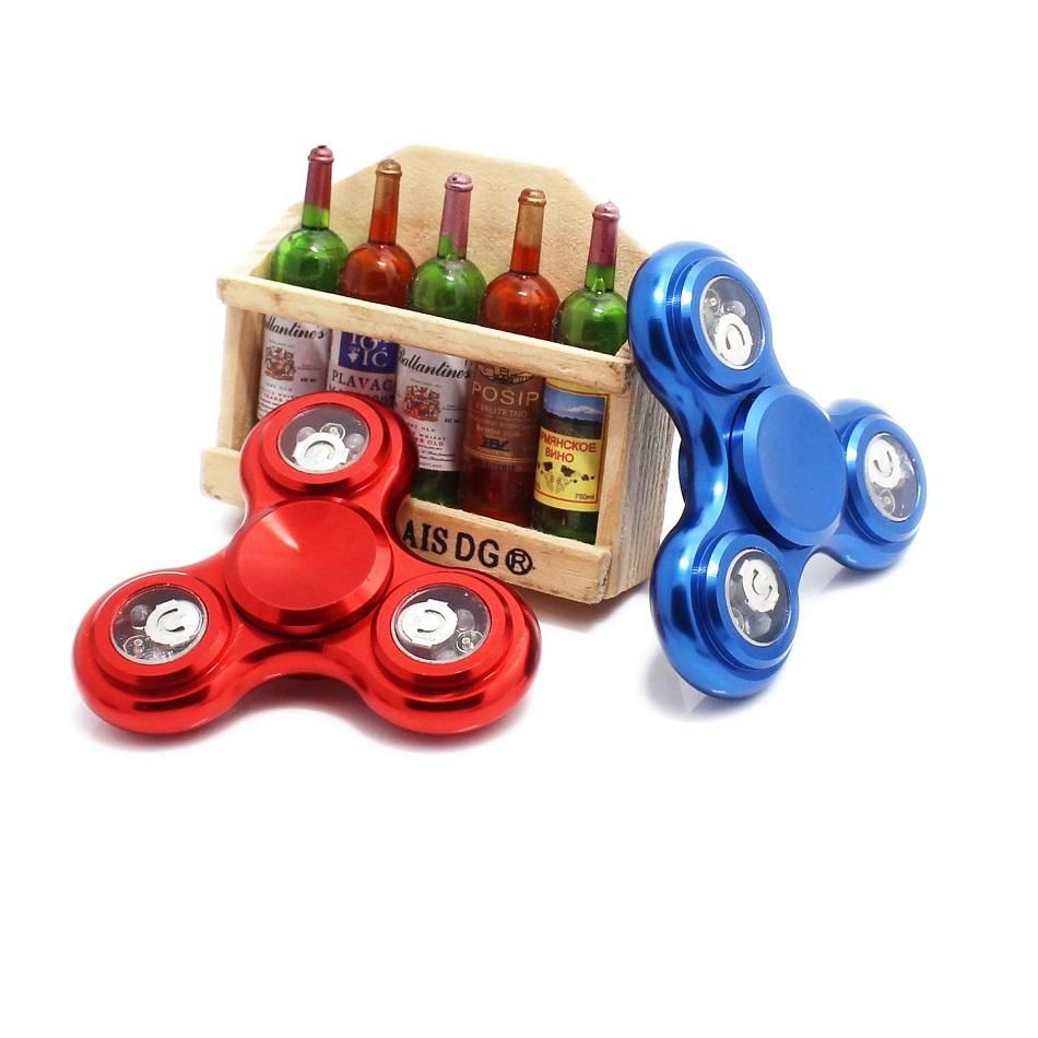 LED Light Hand Spinner Metal Fidget Spinners Finger Fingertip Gyro Tri ...