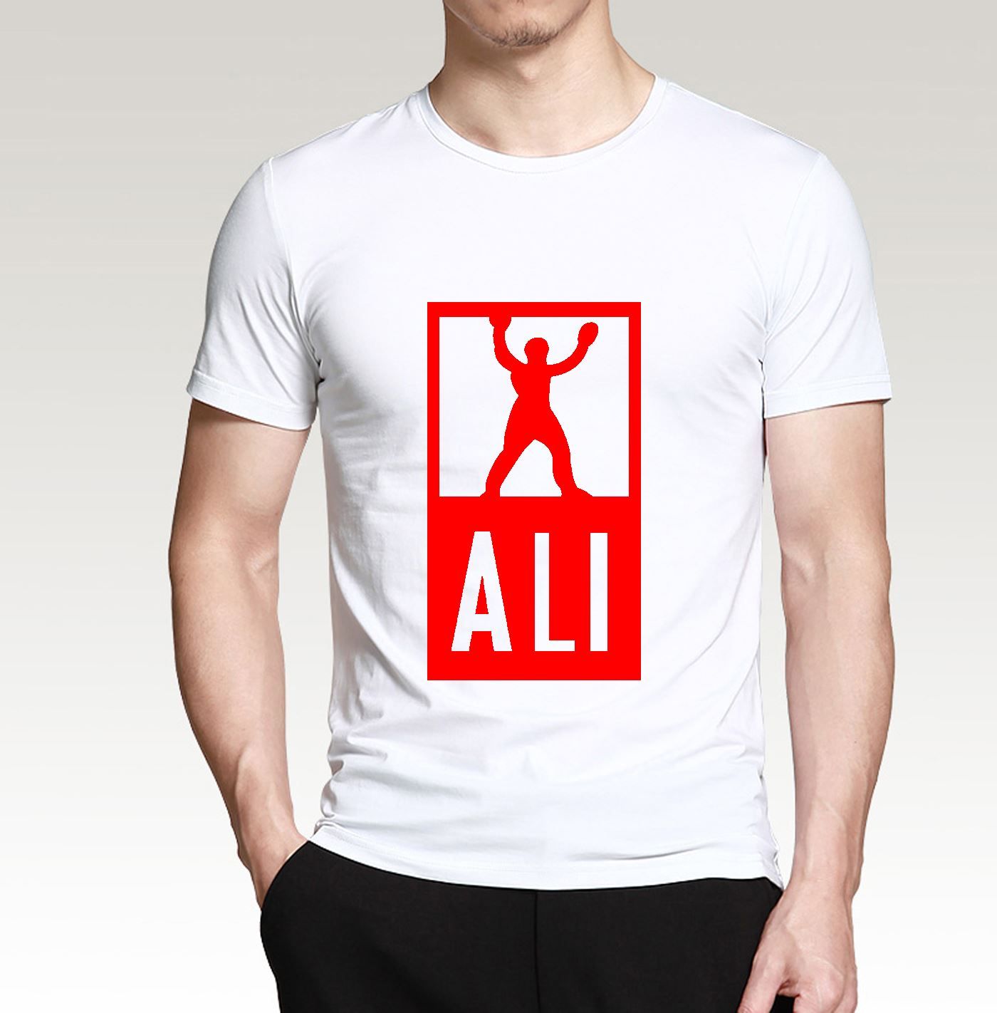 Brand ALI Men T Shirts Summer Fitness Casual Short Sleeve Shirt 100% ...