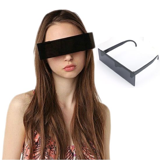 Censor Bar Sunglasses Black Big Square Eye Covered Proms Party Funky ...