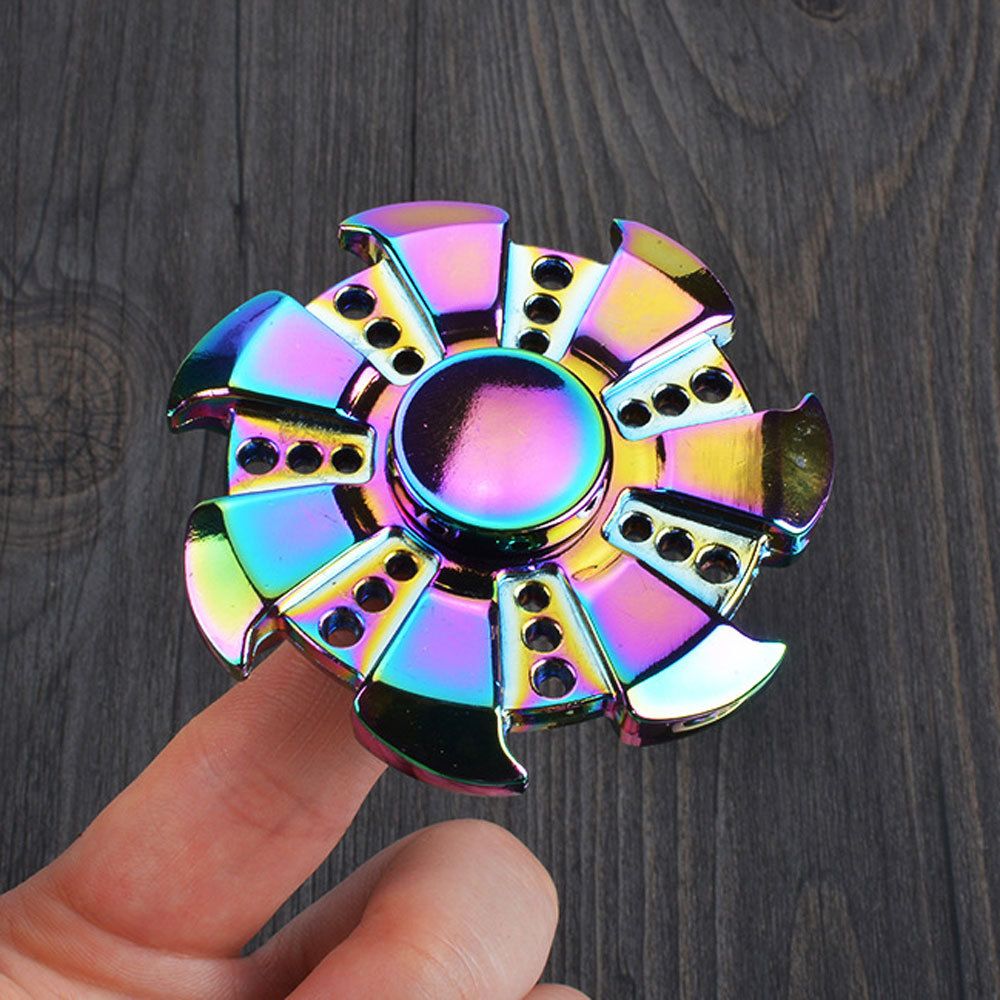 Rainbow Color Hand Spinner Metal Round Fidget Spinners Anxiety Focus ...