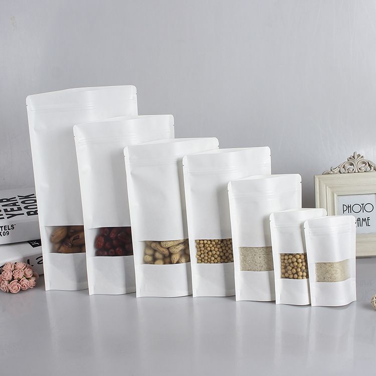2019 12 Size White Stand Up Kraft Paper Food Gift Bags With Window 2019-12-size-white-stand-up-kraft-paper-food-gift-bags-with-window