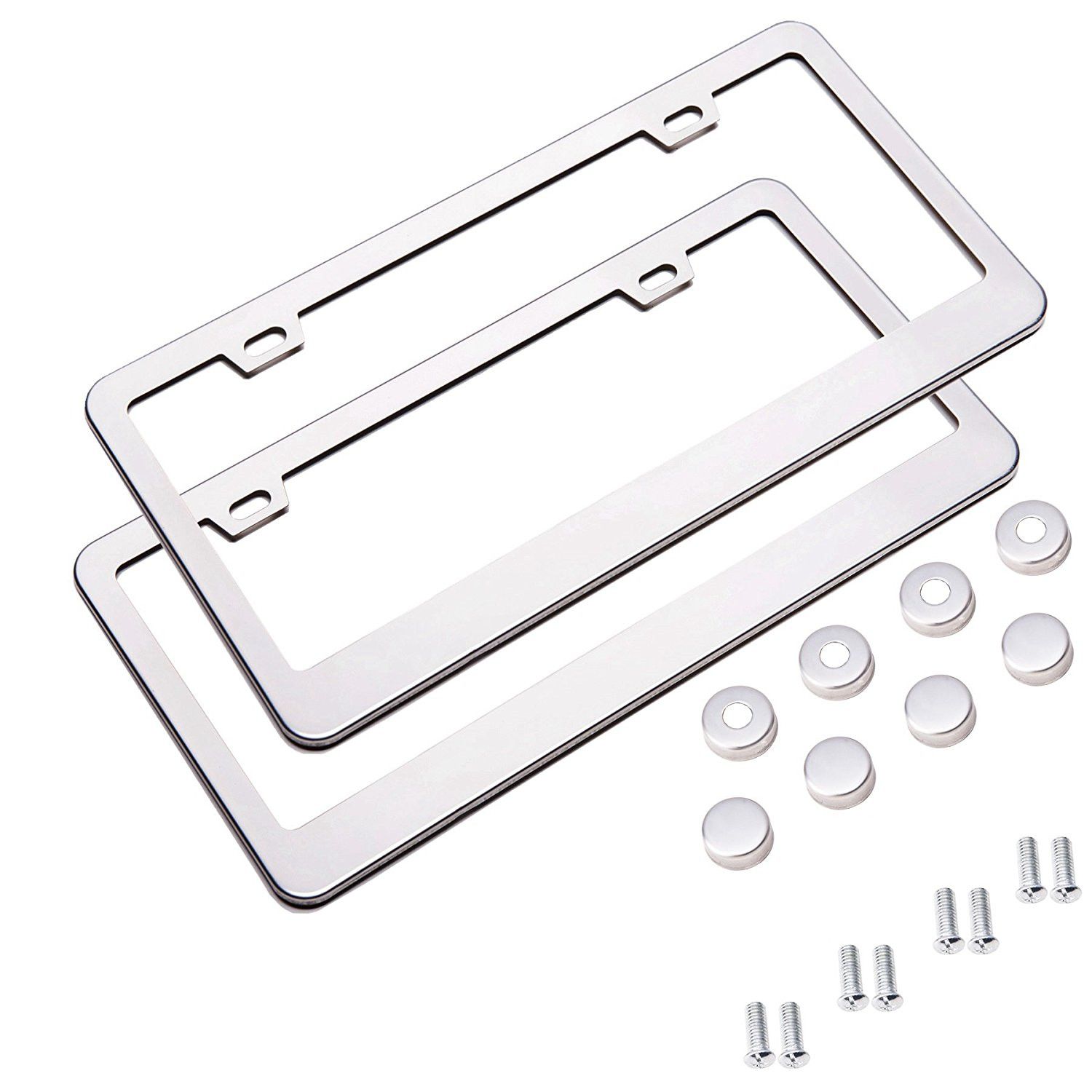 2019 Car Styling Silver Stainless Steel Metal License Plate Frame Screw ...