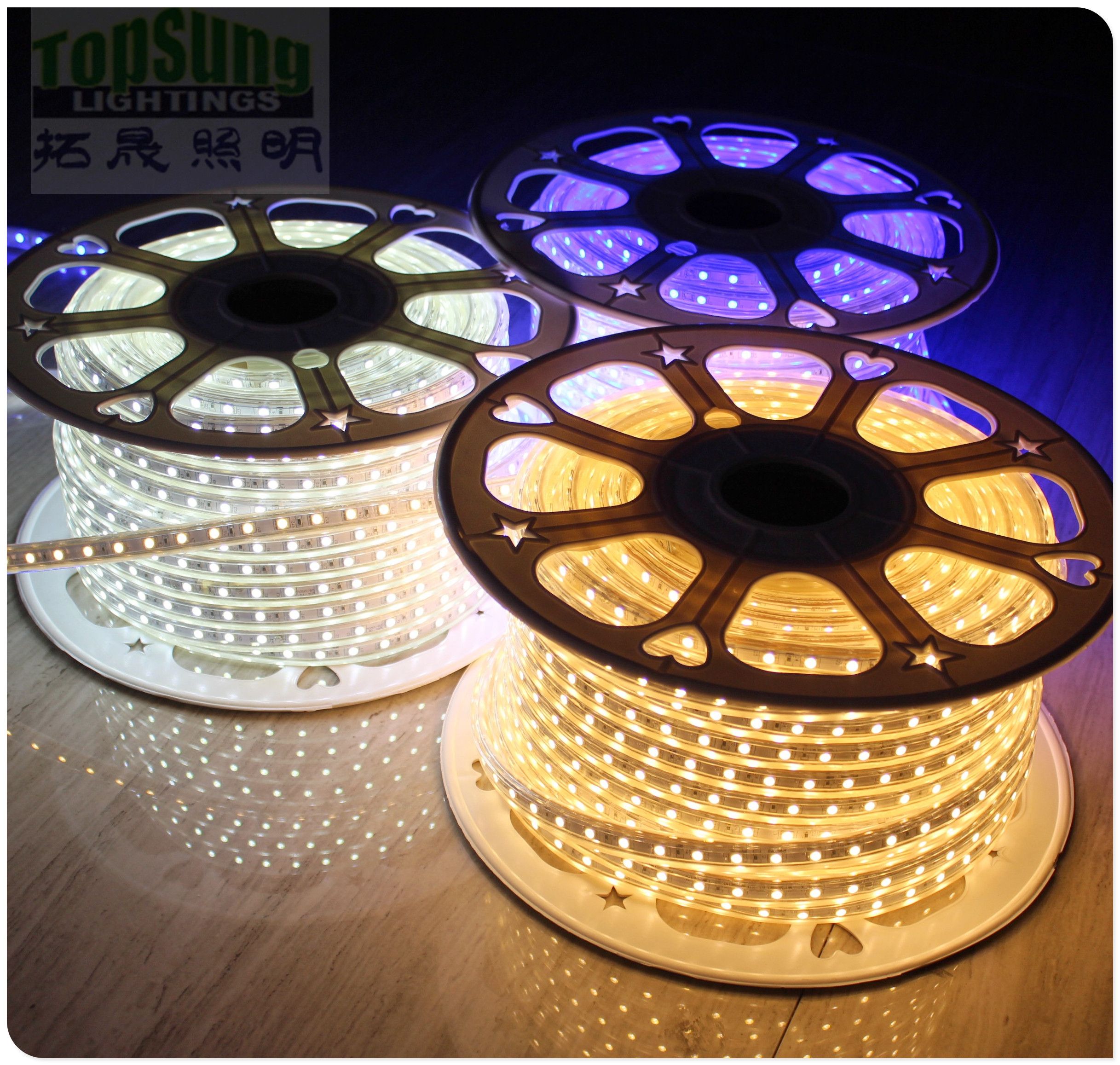 50m Roll Flexible Led Strip Light 5050 220v 230V AC Strips Waterproof ...