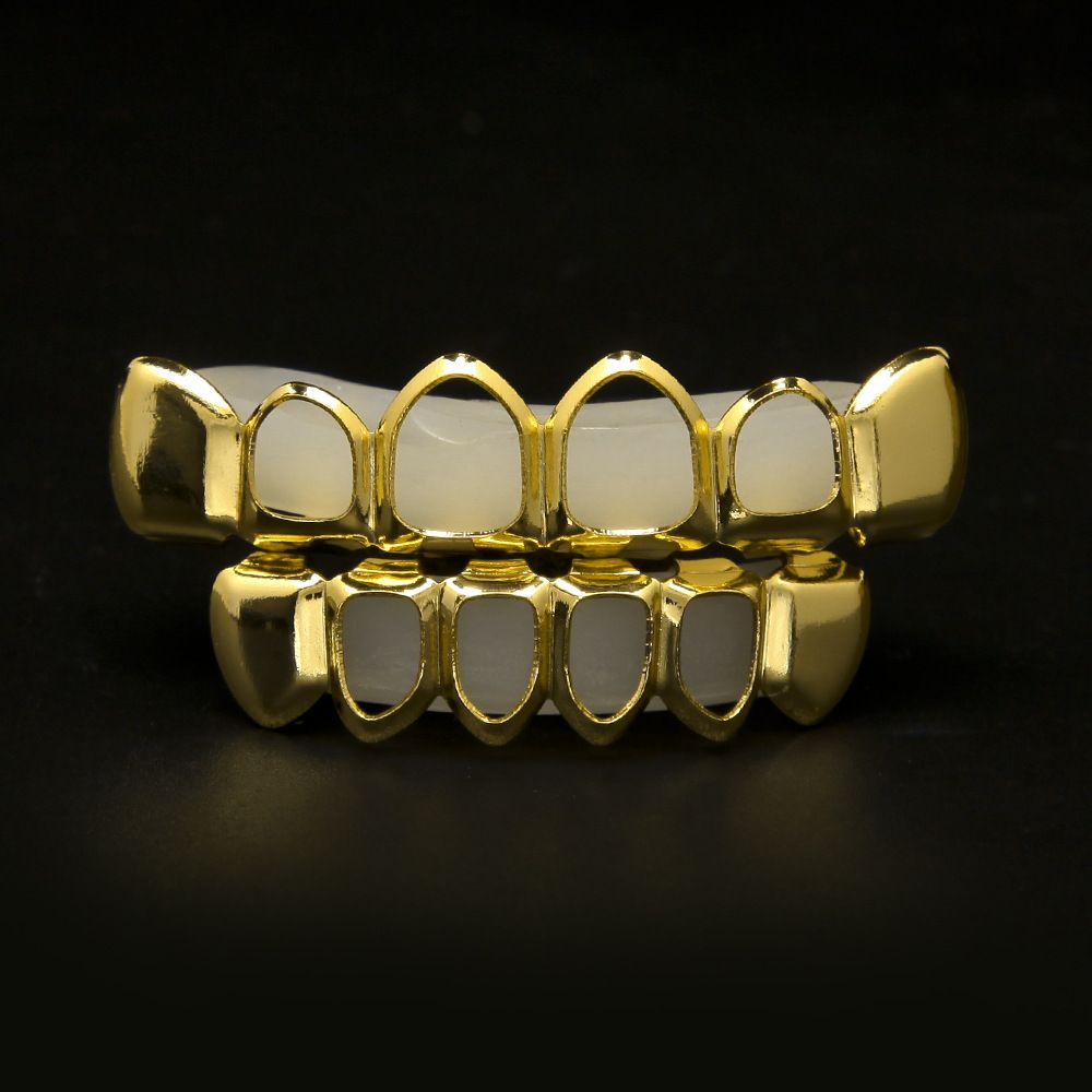 2021 Hip Hop Grillz Hollow Teeth For Men Fashion Tooth Jewelry 18k Gold