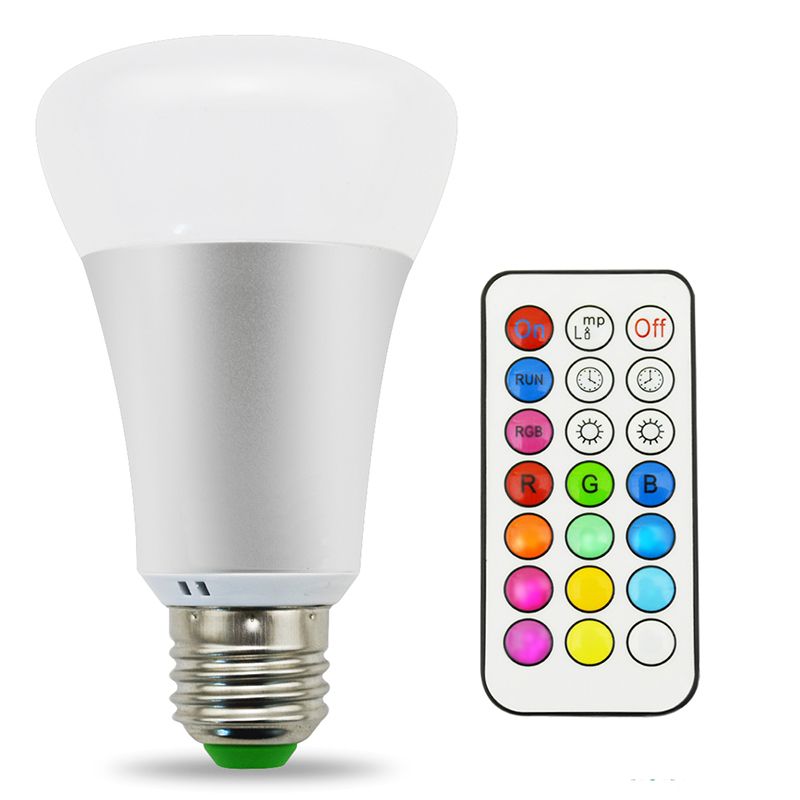 10W A19 Dimmable RGBW Bulb Timing Remote Controller Color Changing LED ...