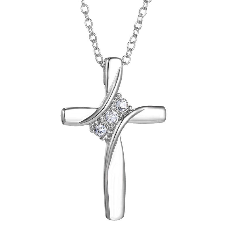 Wholesale Fashion Cross Pendant White Gold AAA Rhinestone Cross ...