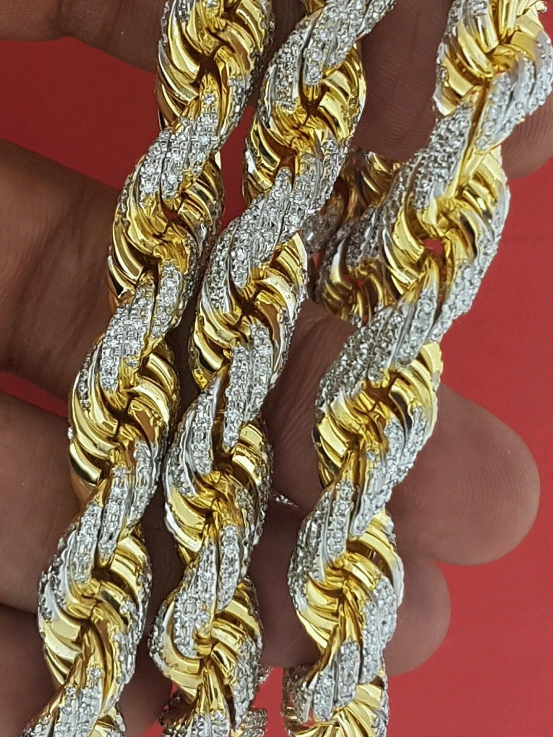 Wholesale 200 Grams Solid Rope Chain Iced Out With 3100 Diamonds ...