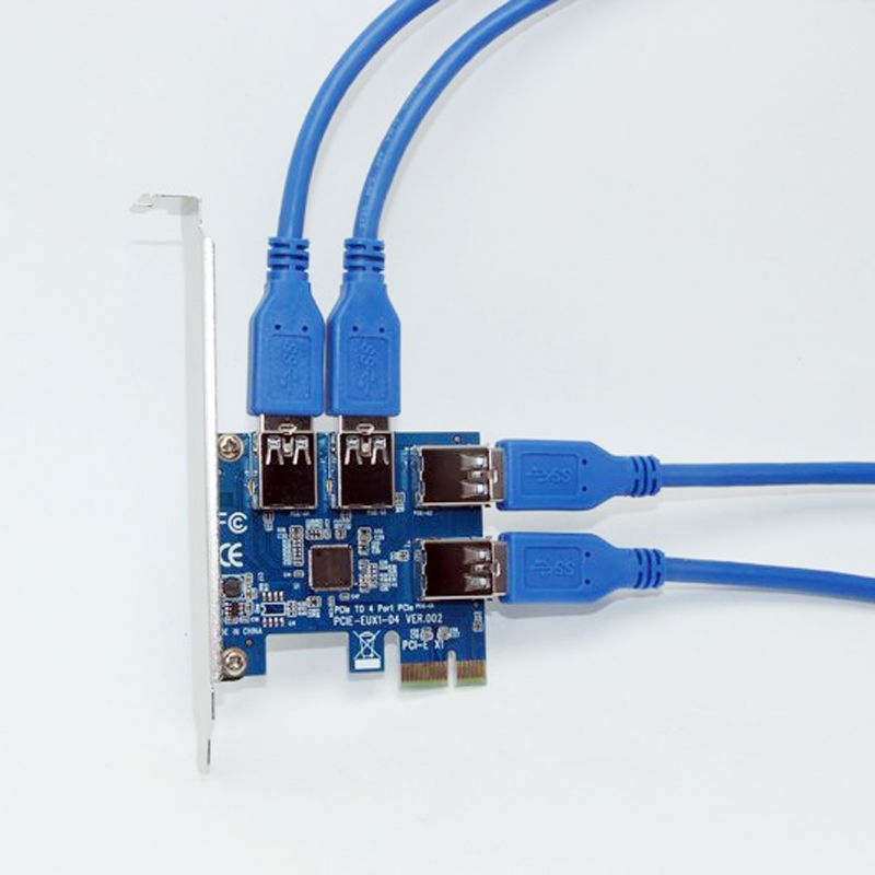PCI E Express 1X To 4 Port PCIE 16X Multiplier HUB Riser Adapter Card W ...