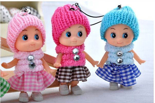 Cute Kids Toys Soft Interactive Baby Dolls Toy Key Chain, Mini Doll ...