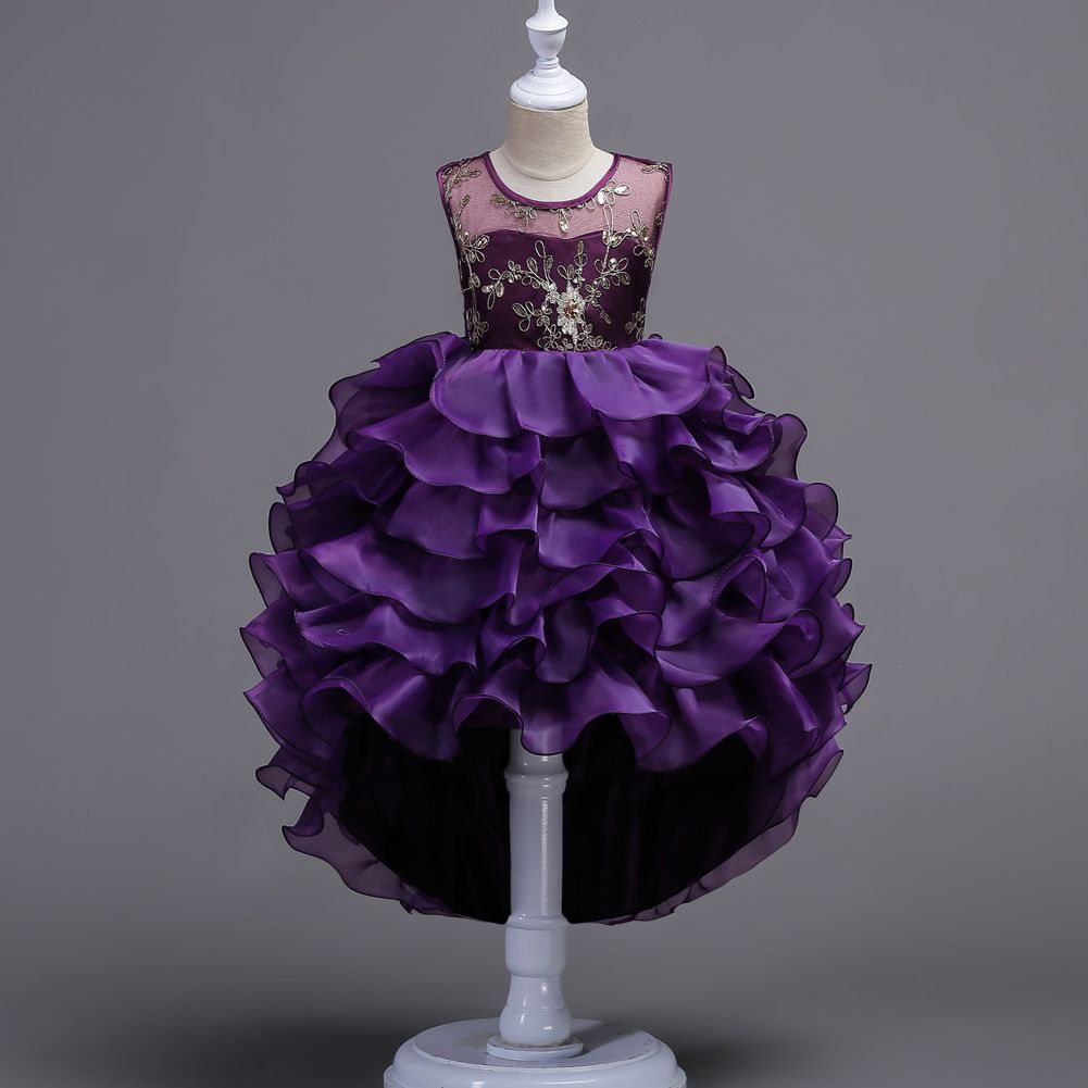 2018 Flower Girls Dress Tulle Ball Wedding Beads Lace Beads Tiered