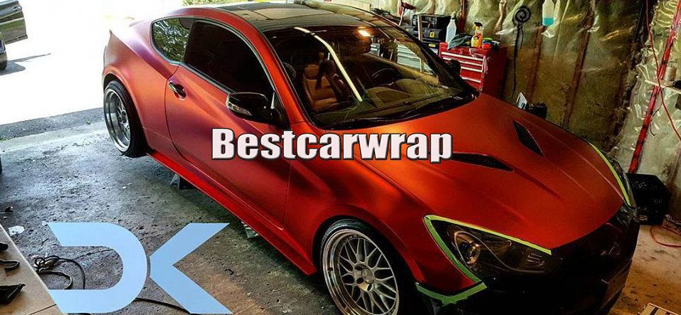 2021 2017 Satin Chrome Red Vinyl Car Wrap Film With Air Bubble Free For ...