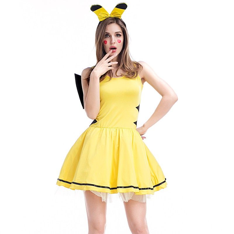 New Pocket Monster Pikachu Halloween Cosplay Costumes Cute Women