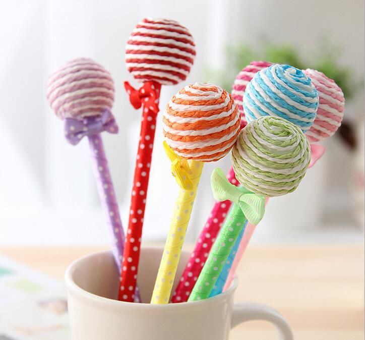 Novelty Plastic Kawaii Candy Color Pens Shape Ball Point Lollipop ...