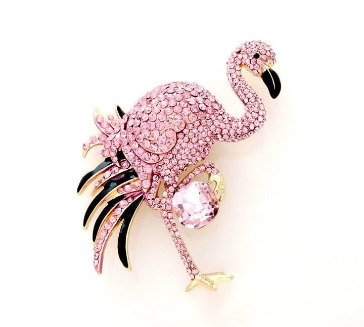 2019 Flamingo Brooch /Gold Crystal Flamingos Broach/ Pink Flamingo ...