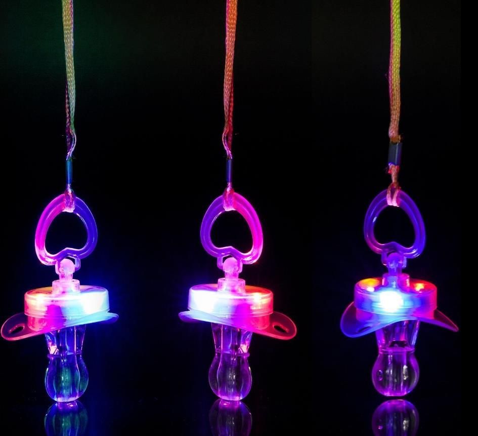 2021 Light Up Pacifier Nipple Whistle Necklace Colorful Flash Led ...