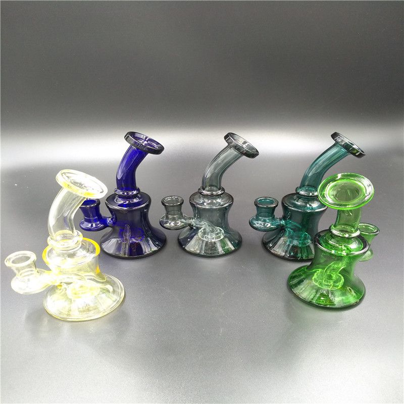 2017 Mini Small Bong Portable Glass Water Pipes Recycler Oil Rigs Green ...